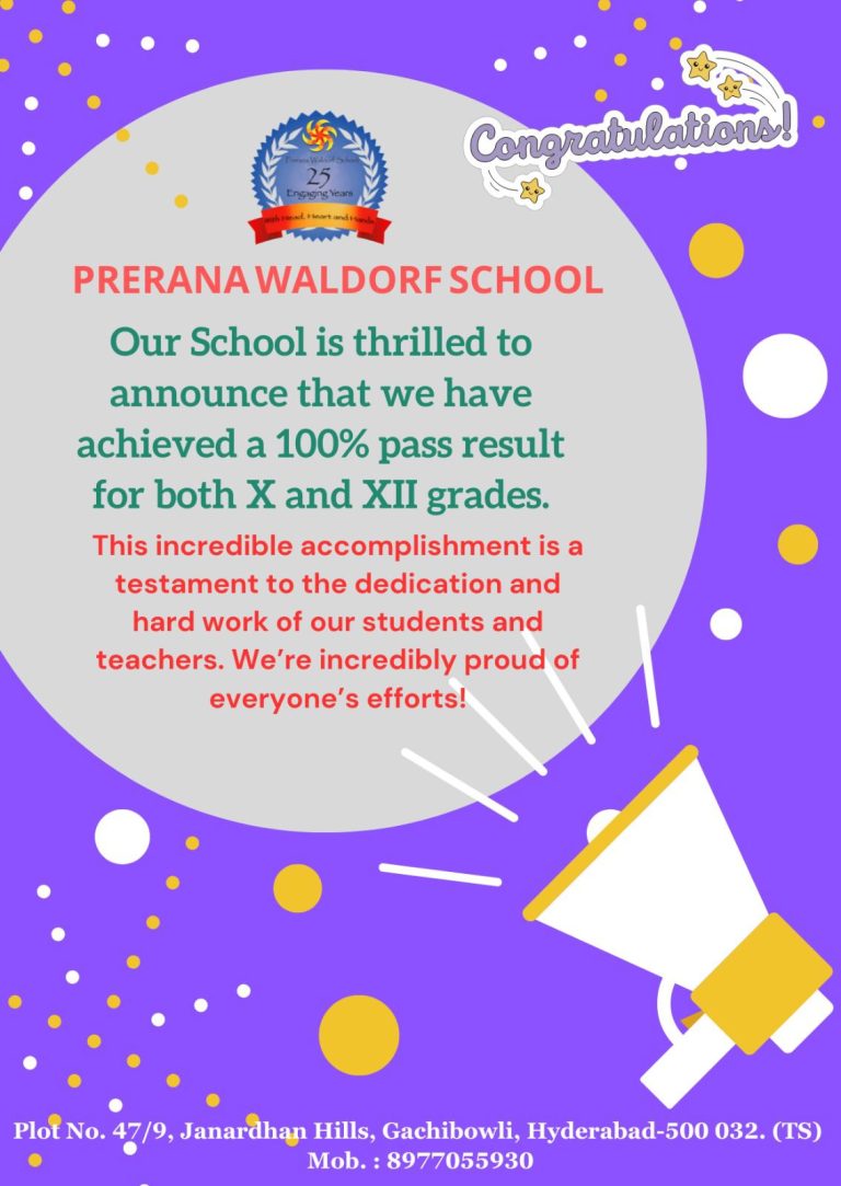Class X and XII 100% pass result – Prerana Waldorf School